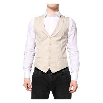 Dolce & Gabbana Formales Beige Graues Kleid Weste - - Suits - Herren - Beige - M