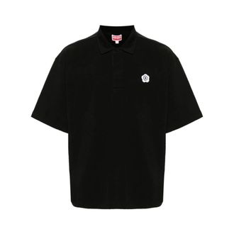 Kenzo Schwarzes Poloshirt mit Blumenpatch - - Tops - Herren - Schwarzk - XL
