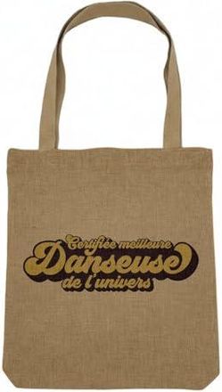 Fabulous Sac Shopping Tote Bag Aspect Lin - Certifi&eacute;e meilleure Danseuse de lunivers Samba Salsa Classique Jazz - Sac de Courses Toile Epaisse 360g Beige Natur