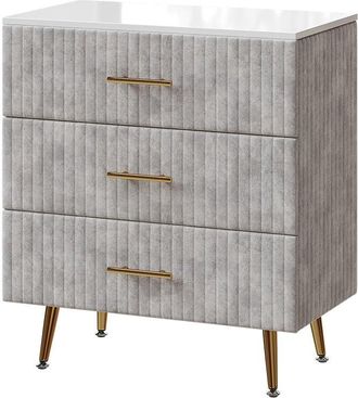 Vicco Kommode Velia, Grau, 70 x 78.5 cm mit 3 Schubladen