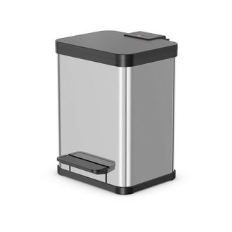 Hailo Poubelle de tri sélectif 2 bacs à pédale 20L (9+9) Öko Duo Plus m Coloris - Inox
