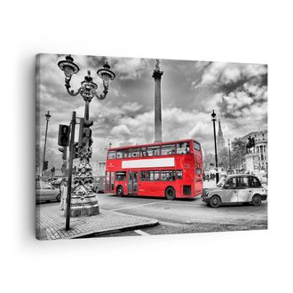 Arttor Bilder auf Leinwand Trafalgar Platz Taxi London Leinwandbild 70x50cm Wandbilder Dekoration Wohnzimmer Schlafzimmer K&uuml;che Deko Klein Wanddeko Bild Wand