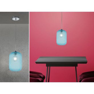 Fan Europe Fan Europe - Pendelleuchte ashford Relief Kristallglas transparent Blau, ø 20cm