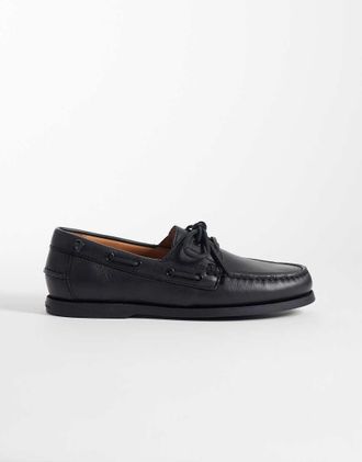 Polo Ralph Lauren Chaussures bateau en cuir avec pampilles - Noir