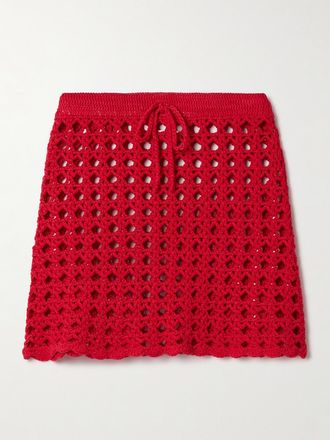 Suzie Kondi Mini-jupe En Coton À Mailles Ajourées Crete - Rouge