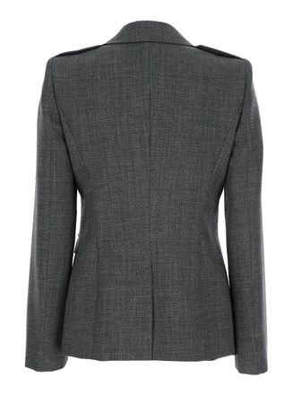 Alexander McQueen Womens Grey Wool Jacket With Wide Notched Revers Blazers