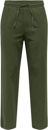 Only & Sons Herren ONSSINUS Loose 0007 COT LIN Pant NOOS Leinenhose, Olive Night, 41-44.5