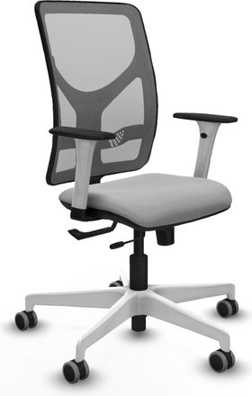 Piqueras y Crespo Grauer Schreibtischstuhl mit wei&szlig;en und schwarzen Armlehnen, h&ouml;henverstellbare Lendenwirbelst&uuml;tze, ausgestattet mit Syncro/Traslack und Schneideschaum