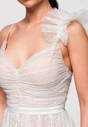 Ombre Abendkleid Cocktailkleid T&uuml;ll Spitze Midi Schwarz M (kein Set, 1-tlg) Asymmetrische Applikation, transparente Struktur
