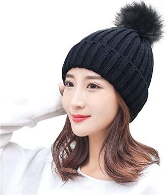 Generic Bonnet Femme Hiver Bonnet Femme Chapeau Femme Hiver Confortable Classique - Laine C&acirc;bl&eacute;e Doubl&eacute; Polaire, &Eacute;pais Et Confortable, Protection Thermique Op