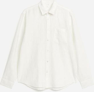 Arket Leinenhemd Mit Normaler Passform -Weiß