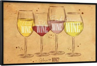 artboxONE Poster mit schwarzem Rahmen 60x40 cm Schwarzweiß Glas of Wine 02 - Bild Alkohol Banner