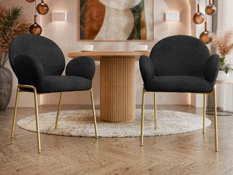 Mirjan24 Polsterstuhl MUZ DC/1261/GL, 2er Set Esszimmerstühle, Beine aus Metall Gold, Gepolsterte Sitzfläche und Lehne, Stuhl für Arbeitszimmer, Esszimmer, Küc