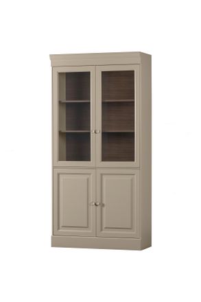 Livetastic Vitrine Chow, Grau, Holz, Kiefer,Eiche, massiv, 3 Fächer, 105x215x40 cm, Wohnzimmer, Wohnwände, Vitrinenschränke