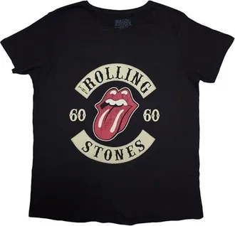 THE ROLLING STONES T Shirt Sixty Biker Tongue Suede Flock Boyfriend Fit Size L