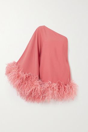 Taller Marmo Piccolo Ubud Asymmetrisches Minikleid Aus Cr&ecirc;pe Mit Federn - Pink