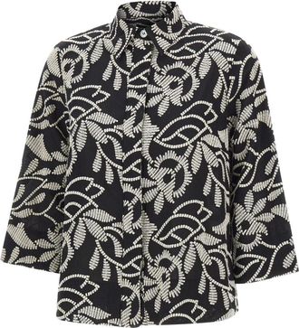 Elena Miro Femme, Blouses et Chemises, Noir, Taille: 50 FR Chemise Brod&eacute;e de Fleurs