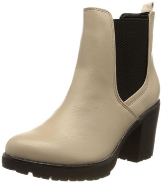 Marco Tozzi Damen Chelsea Boots aus Kunstleder mit Absatz, Beige (Ivory Comb.), 41