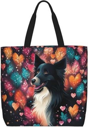 Generic Chien Noir Sac A Main Femme Imperm&eacute;able Tote Bag Grand Sac Fourre-Tout Pour Quotidienne Shopping Universit&eacute;