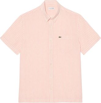 Lacoste Homme, Chemises, Rose, Taille: 3XL Chemise &agrave; Manches Courtes en Lin