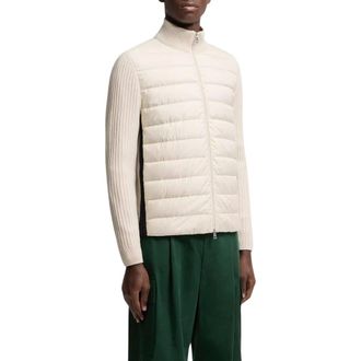 Moncler Homme, Vestes, Beige, Taille: XL Cardigan avec devant matelass&eacute;