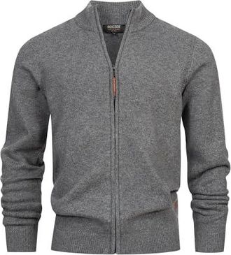 Indicode Cardigan INMargous pour homme avec fermeture &eacute;clair et col montant | Cardigan en tricot fin pour homme, M&eacute;lange de charbons., M