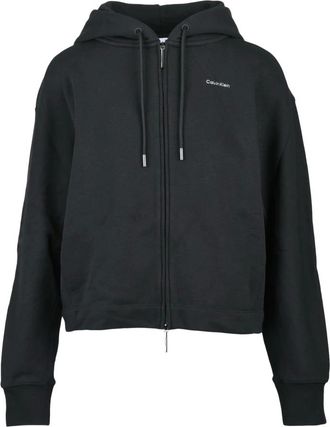 Calvin Klein Femme, Sweatshirts et sweats &agrave; capuche, Noir, Taille: 36 FR Felpa Corta SweaT-shirt