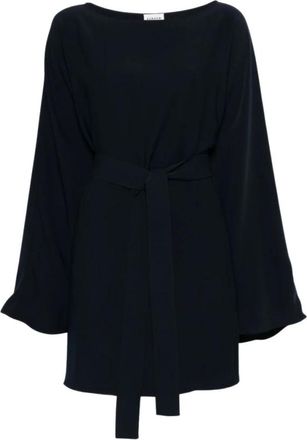 P.A.R.O.S.H. P.a.r.o.s.h., Femme, Blouses et Chemises, Bleu, Taille: 40 FR Robe Kimono Longue &agrave; Manches Longues et Encolure Bateau avec Ceinture