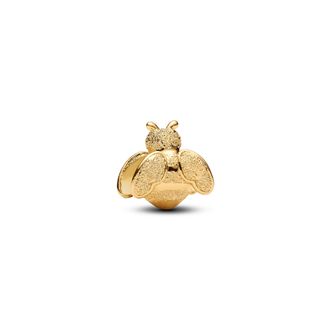 Pandora Moments Strukturierte Biene Mini-Charm mit 14k vergoldete Metalllegierung, Kompatibel Moments, 764524C00