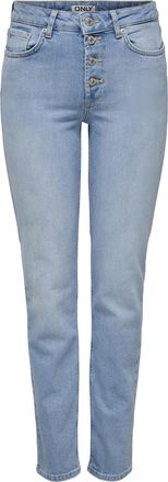 Only Damen Jeanshose ONLLILOU HW Slim Button LB DNM REA959, Light Blue Denim,27W / 34L