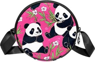 Generic Sac &agrave; bandouli&egrave;re rond pour femme, petit panda mignon, sac &agrave; bandouli&egrave;re avec fermeture &eacute;clair, bretelles r&eacute;glables, sac &agrave; main rond d&eacute;contract&eacute; pour 