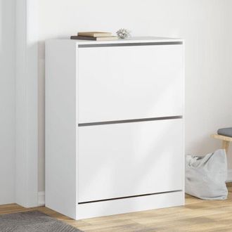 vidaXL Vidaxl - Armoire &agrave; chaussures 2 tiroirs rabattables blanc 80x42x108 cm