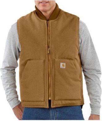 Carhartt Work in Progress Insulated Rib Collar Vest V01 Gilet isol&eacute; &agrave; col c&ocirc;tel&eacute; Coupe d&eacute;contract&eacute;e, Marron, XXL Hommes