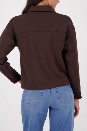 Monari Sweatjacke Hemdkragen, gro&szlig;e Brusttaschen, elastische Qualit&auml;t