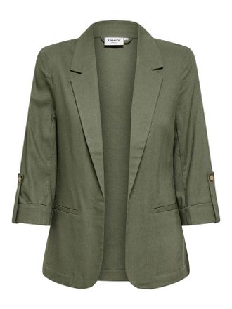 Only Kurzblazer ONLY ONLGOA 3/4 UNLINE LINEN BL BLAZER CC TLR, Damen, Gr. 36, smokey olive, Web, Obermaterial: 70% Viskose, 30% Leinen, unifarben, loose fi