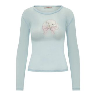 Fiorucci Poodle Print Tulle Top - - Tops - Damen - Blau - S
