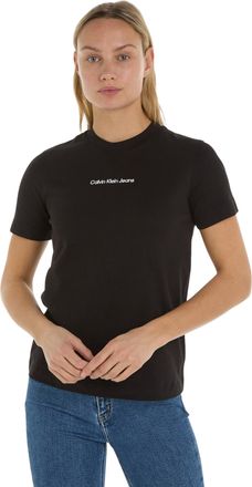 Calvin Klein Jeans Damen T-Shirt Kurzarm Institutional Straight Rundhalsausschnitt, Schwarz (Ck Black), XS