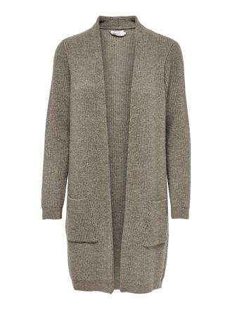 Only Damen Lange Strickjacke mit Taschen | Stretch Casual Langarm Gerippt | Open Cardigan Noos ONLJADE, Farben:Hellbraun, Gr&ouml;&szlig;e:XS
