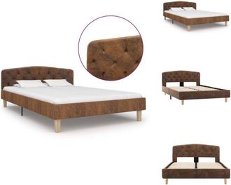 vidaXL Bettgestell Braun Wildleder-Optik 120x200 cm - Bettrahmen - Doppelbett - Holzbetten - Lederbett - Modernes Bett