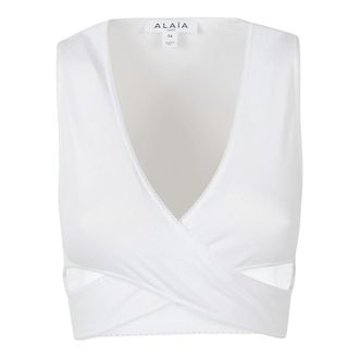 Alaia Geripptes Jersey Wickeloberteil - - Tops - Damen - Wei&szlig; - S