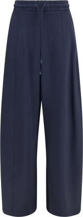 Max Mara Pantalon Olmo en jersey de coton technique - Femme - Pantalons - Bleu - Taille: 34 FR