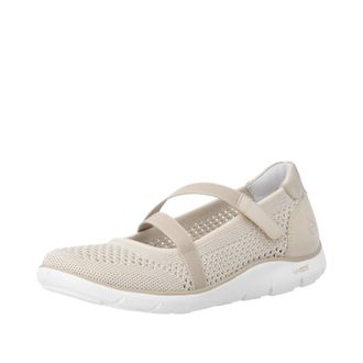 Remonte Riemchenballerina REMONTE, Damen, Gr. 38, beige (hellbeige), Lederimitat, Textil, Basic, Schuhe Riemchenballerina, Klettschuh, Slipper mit Lite&acute;n Soft