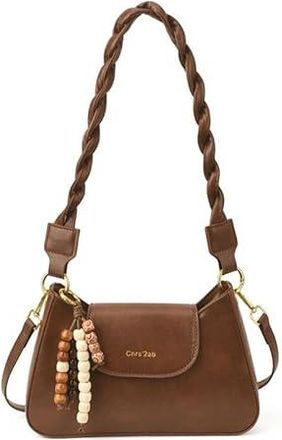 Generic Sac &agrave; bandouli&egrave;re en cuir synth&eacute;tique pour femme avec pendentif pour le travail, le shopping, les voyages au quotidien, marron, 350.00*220.00*80.00 mm