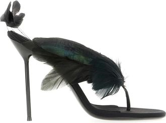 PARIS TEXAS Femme, Chaussures, Noir, Taille: 39 EU Lidia Mules &agrave; brides en plumes