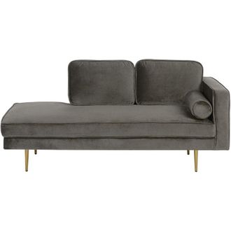 Beliani Beliani - Chaise Longue Méridienne Côté Droit en Velours Beige pour Salon Glamour