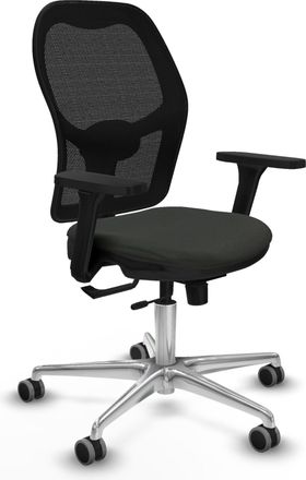 Piqueras y Crespo Schwarzer B&uuml;rostuhl mit 3D-Armen, h&ouml;henverstellbare Lendenwirbelst&uuml;tze, ausgestattet mit Syncro/Traslack und Schaumstoff, Rollen 65 mm, Parkett, Schwa