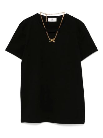 Elisabetta Franchi t-shirt à détail de collier - Noir