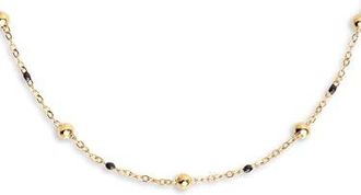 Singularu Collier Dots L Noir Émail. Acier avec finition plaqué or 18 kt. Chaîne ajustable 40 cm. Bijoux pour femme