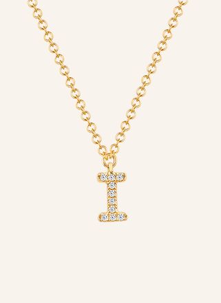 Leaf Initialien Halskette I Aus 14 Karat Gelbgold Mit Diamanten gold
