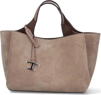 Tod's Tods Shopper & Totes - Mini Suede Tote Bag With Silver Charm - Gr. unisize - in Beige - f&uuml;r Damen